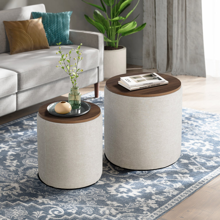 Latitude Run Barnnett Storage Ottoman Linen Set Reviews Wayfair